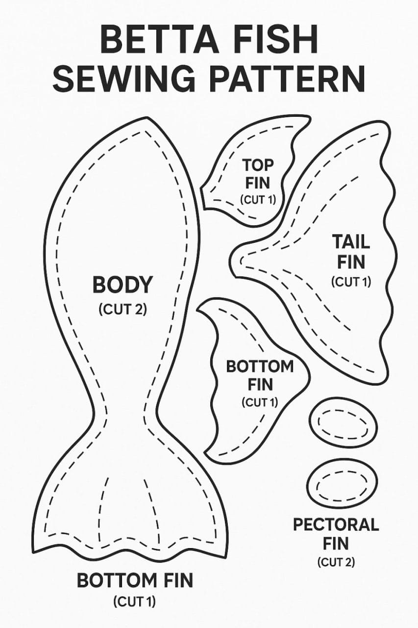 Sew Your Own Betta Fish Plushie With This Free Printable Pattern ...